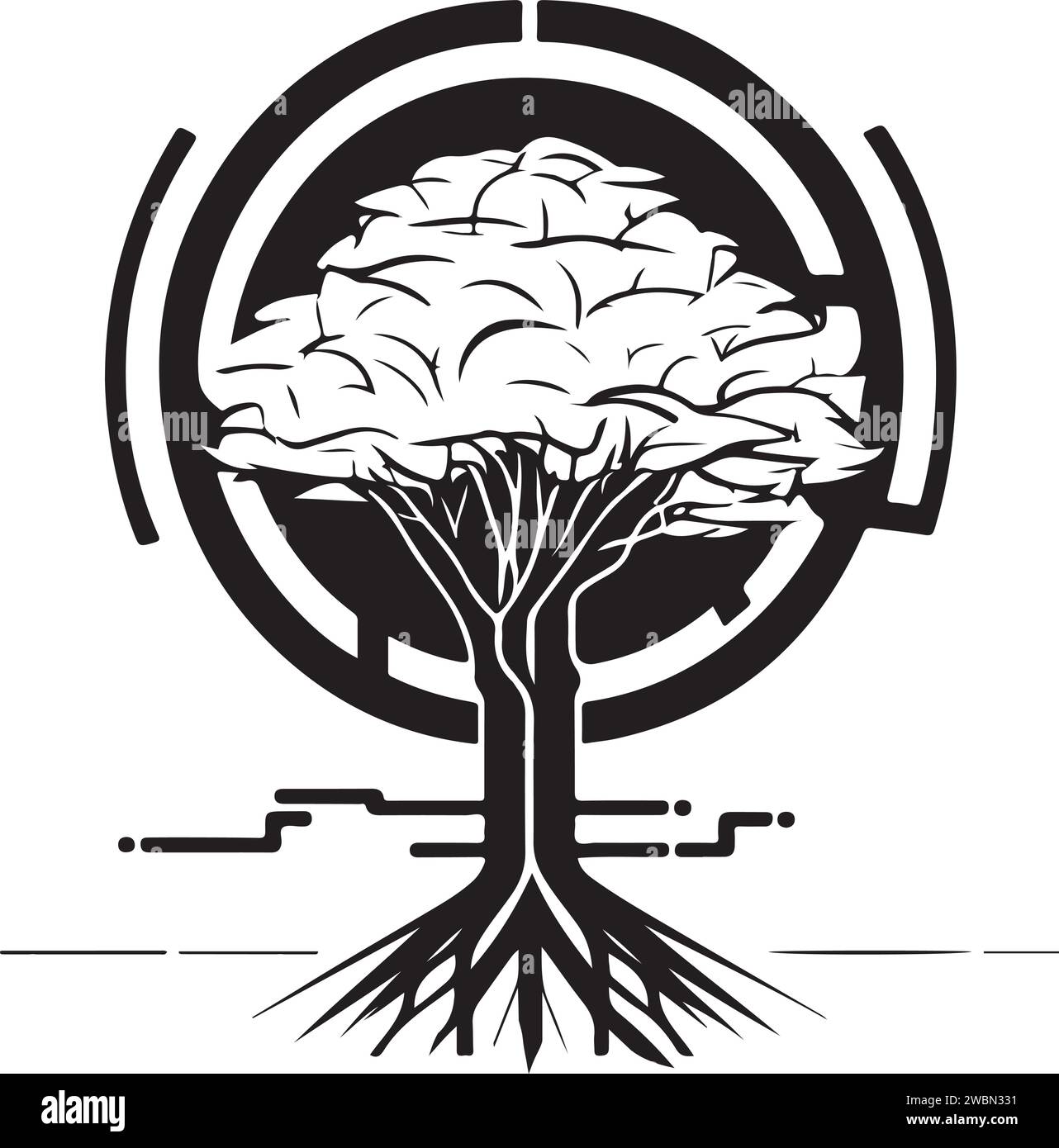 Eco tech tree logo Black and White Stock Photos & Images - Alamy
