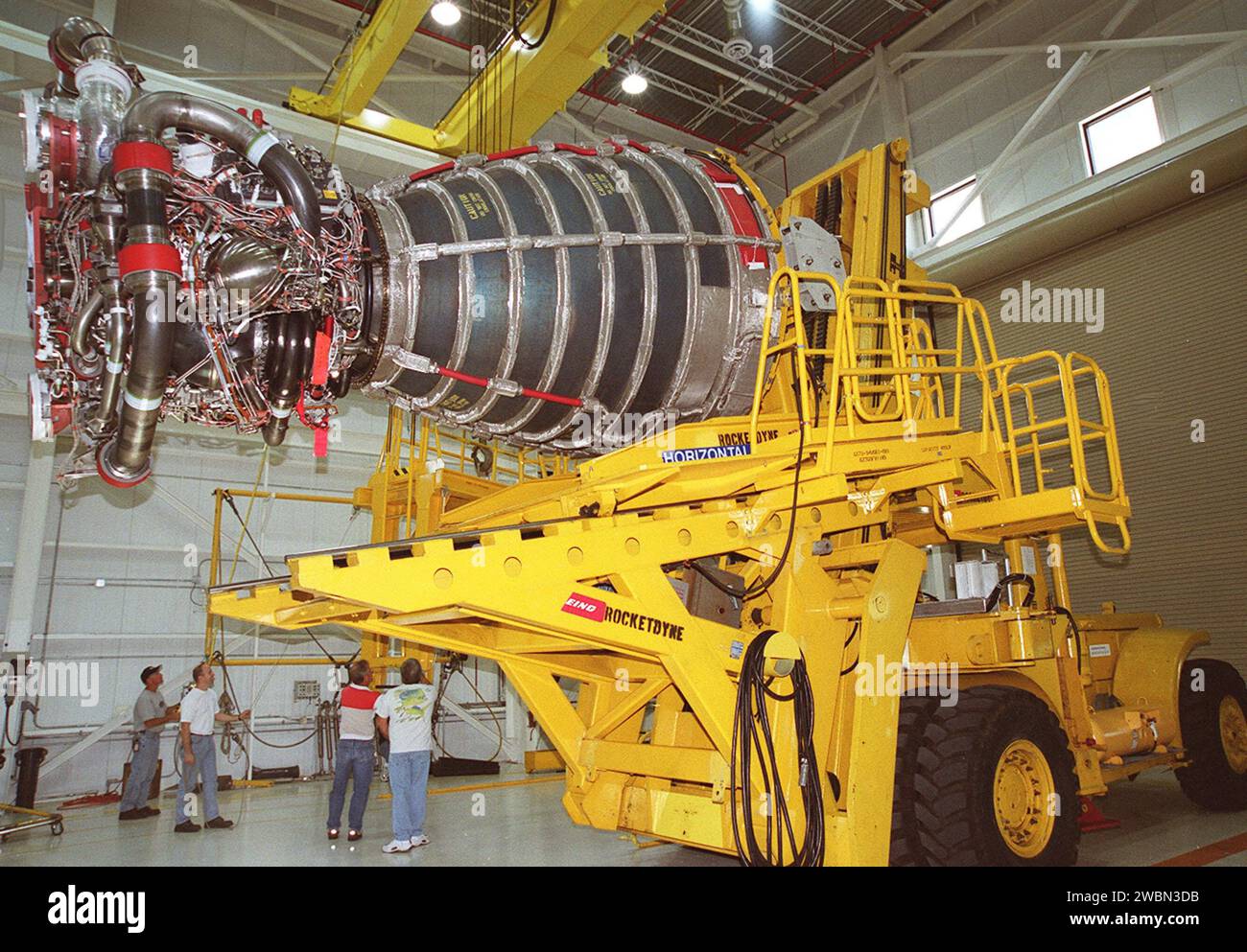 KENNEDY SPACE CENTER, FLA. -- A new block 2 engine is ready for its ...
