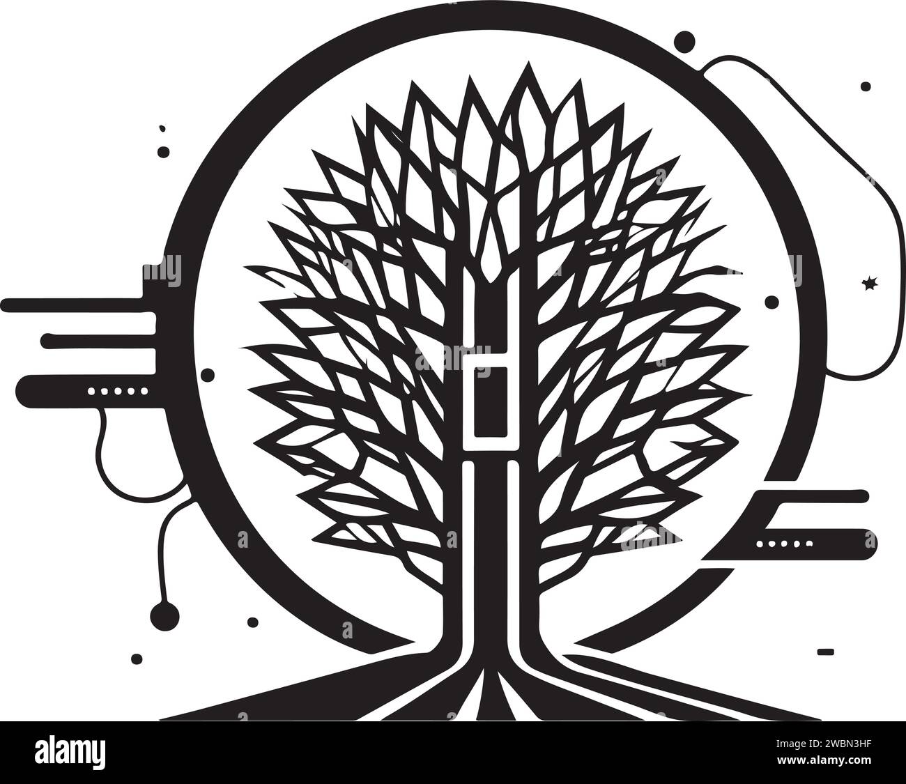 Eco tech tree logo Black and White Stock Photos & Images - Alamy