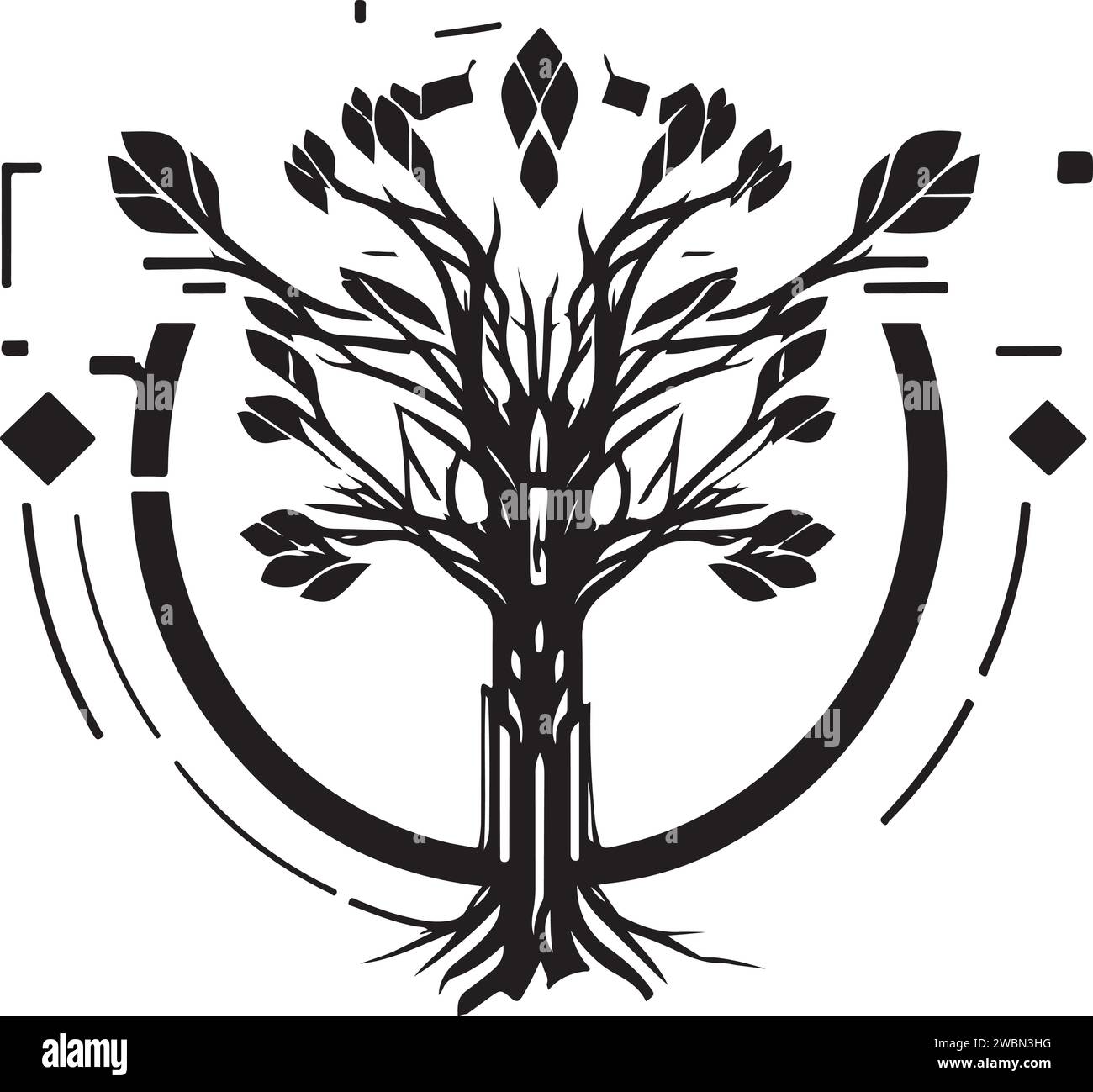 Eco tech tree logo Black and White Stock Photos & Images - Alamy