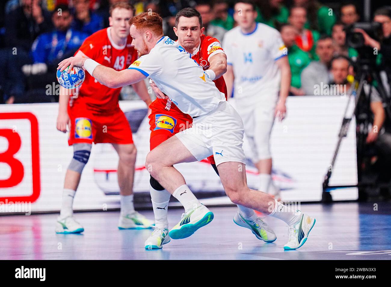 Czech Republic's Tomas Piroch and Denmarks Rasmus Lauge during the mens ...