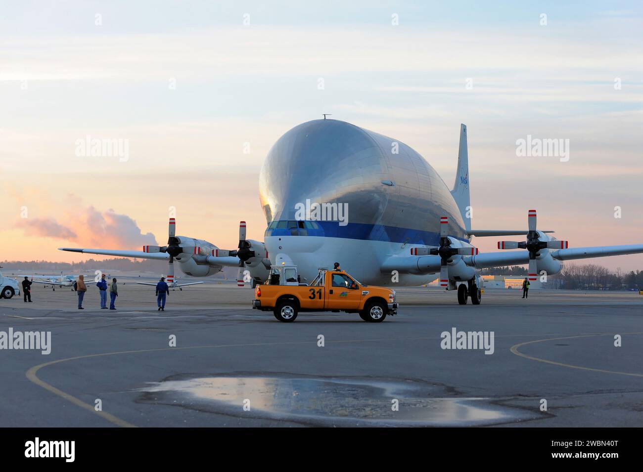 NASA's Super Guppy transport plane transports the Exploration Flight ...