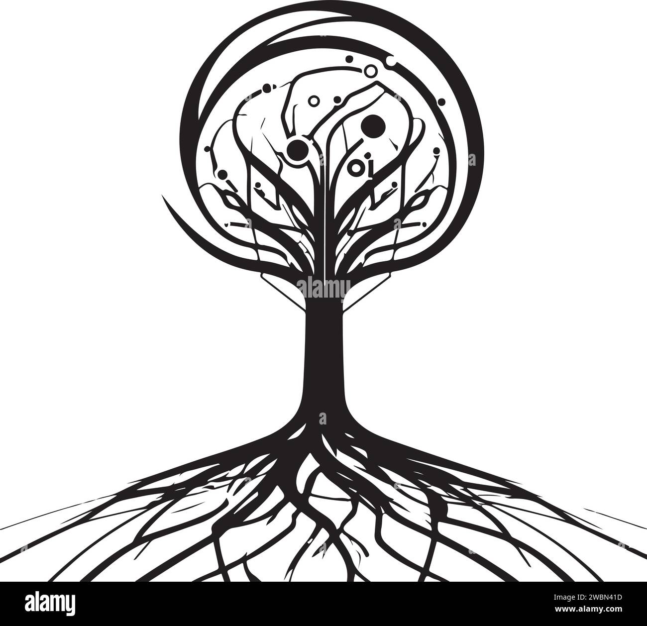 Tree connection digital Black and White Stock Photos & Images - Alamy