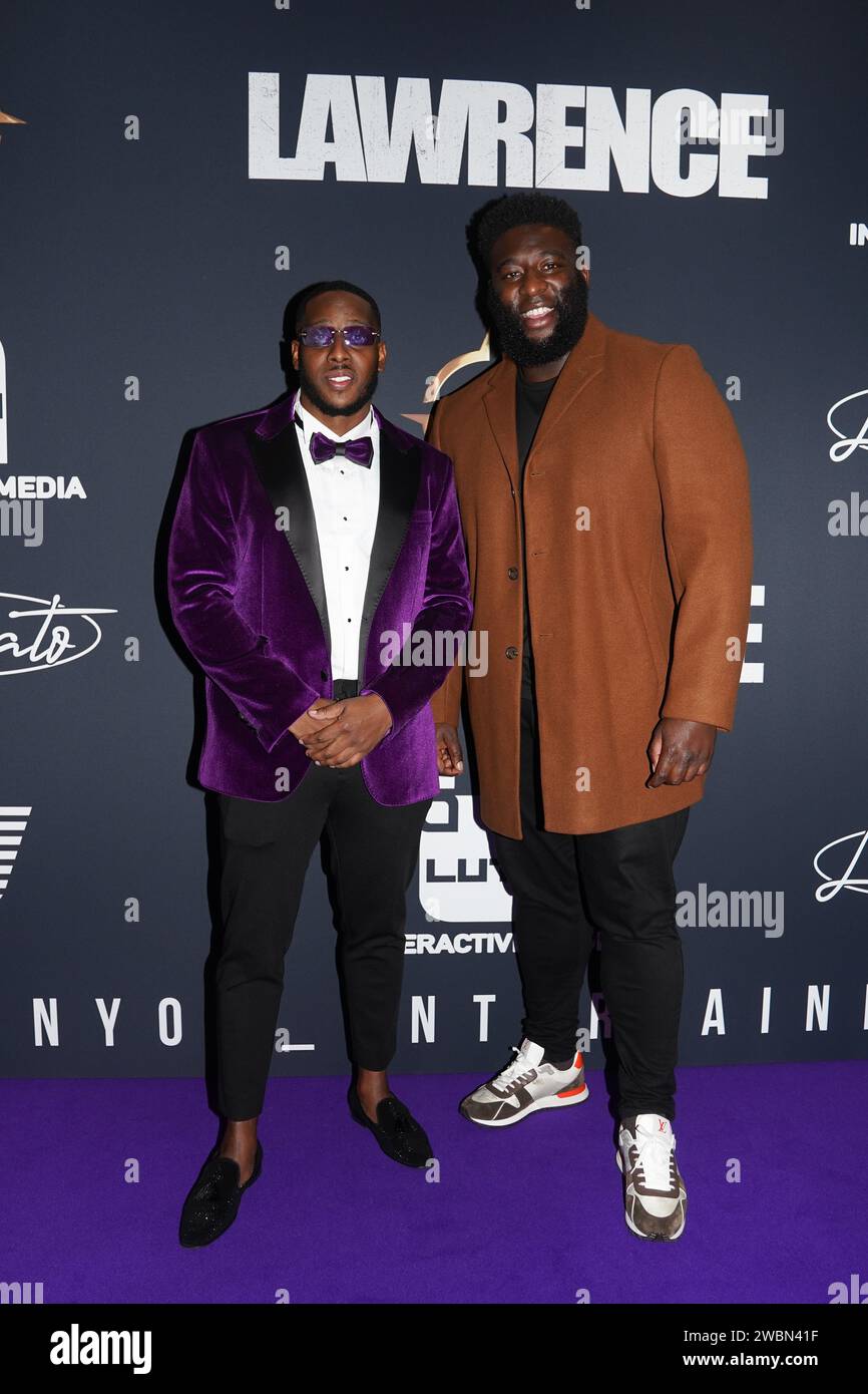Luke Cato (left) and Craig Pinkey attend the premiere of Lawrence, at ...