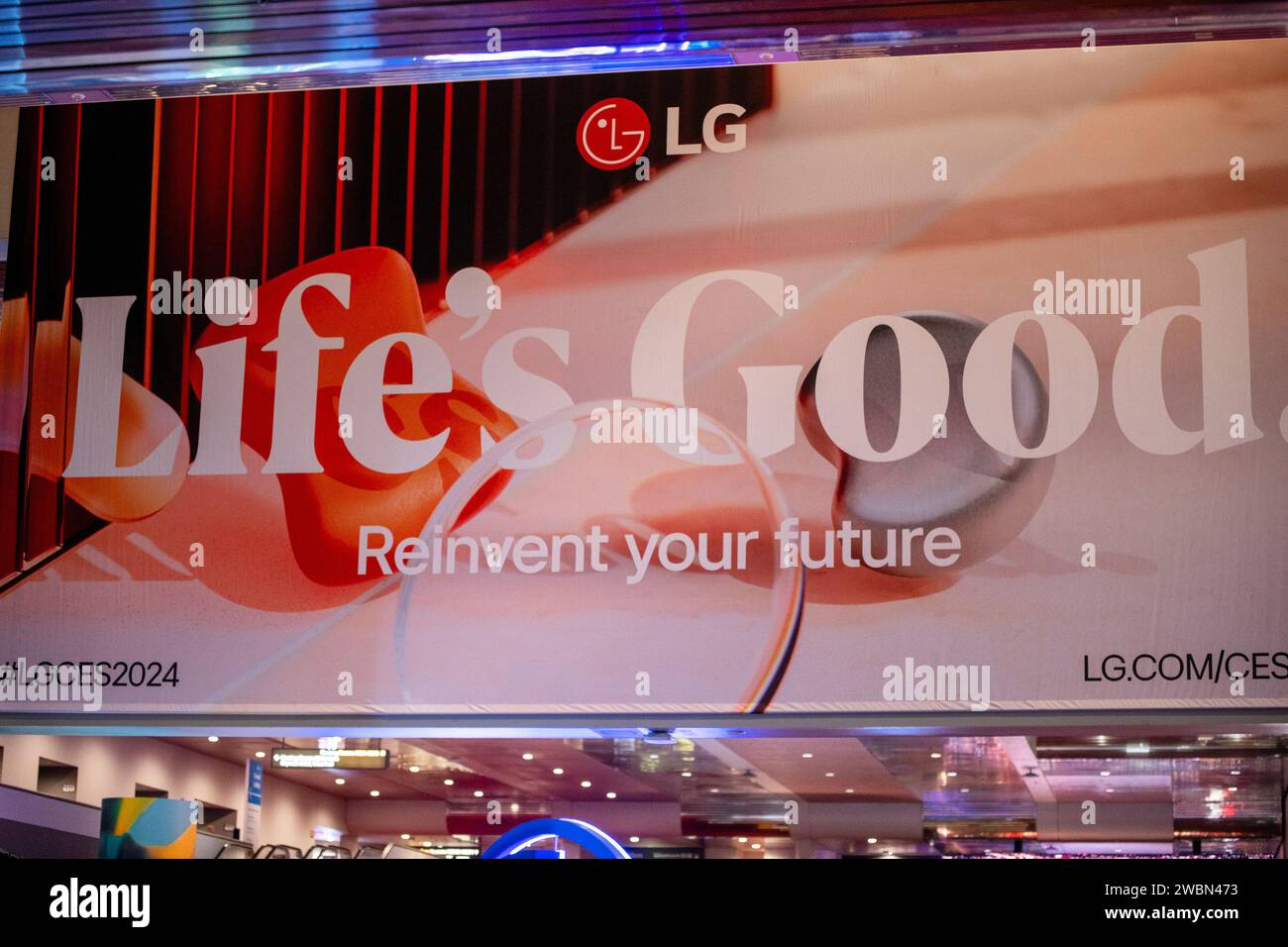 Las Vegs, NV, USA. 11th Jan, 2024. LG logo at the Las Vegas Convention ...