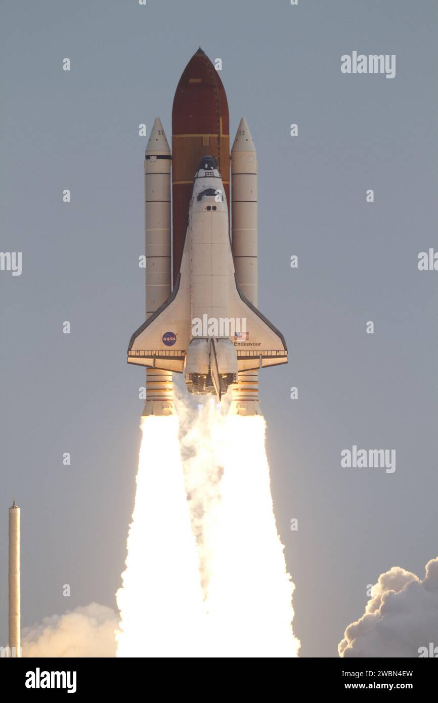 CAPE CANAVERAL, Fla. -- Space shuttle Endeavour rises on twin columns ...