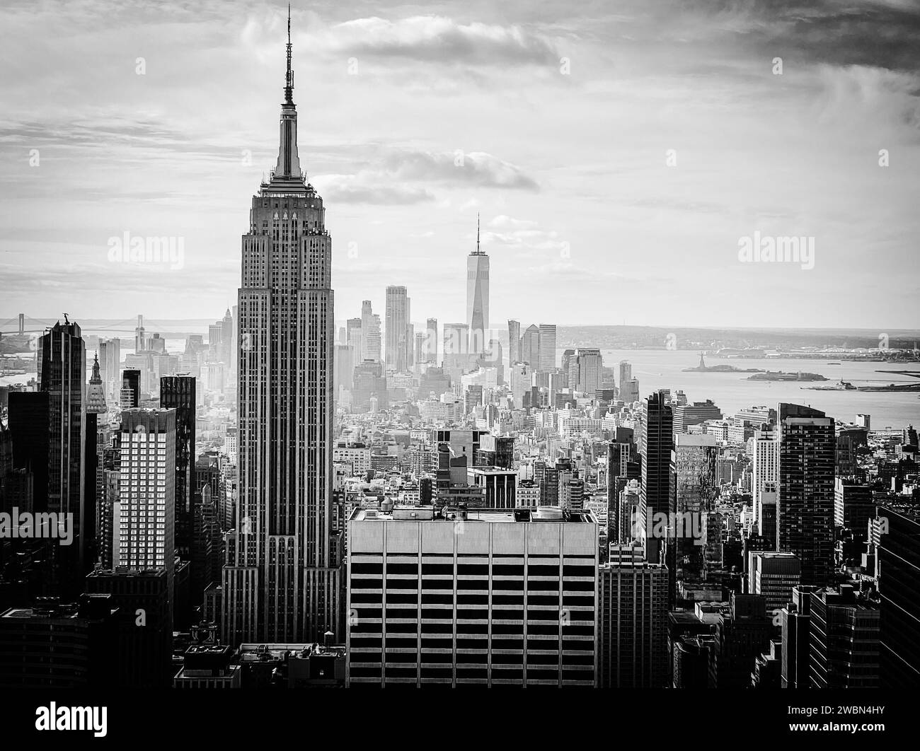 Aerial panoramic view of New-York city Manhattan skyline Empire State ...