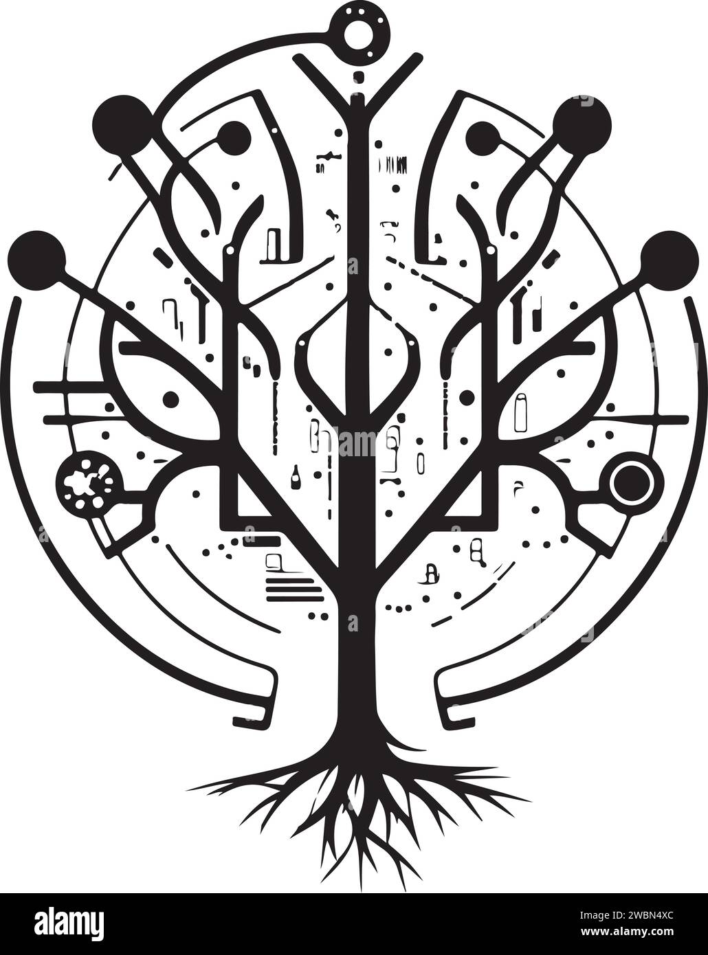 Eco tech tree logo Black and White Stock Photos & Images - Alamy