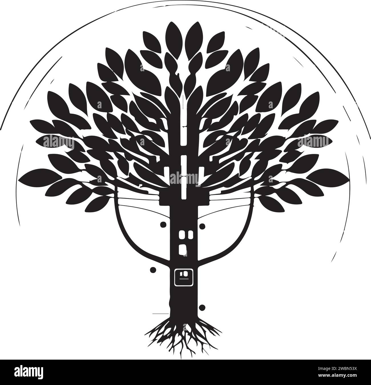 Eco tech tree logo Black and White Stock Photos & Images - Alamy