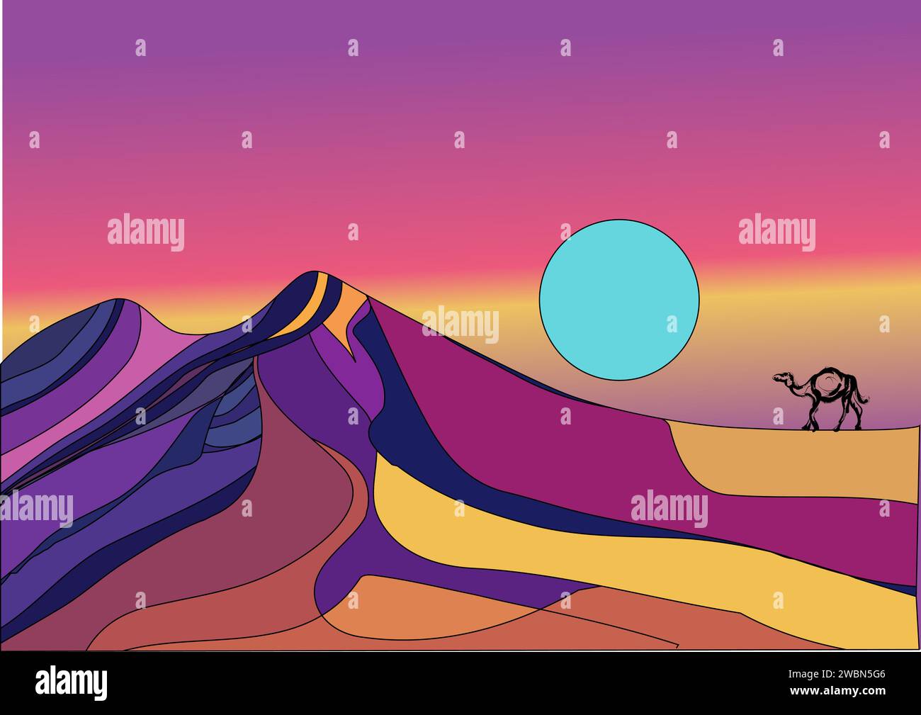 desert abstract multicolor illustration Stock Vector Image & Art - Alamy