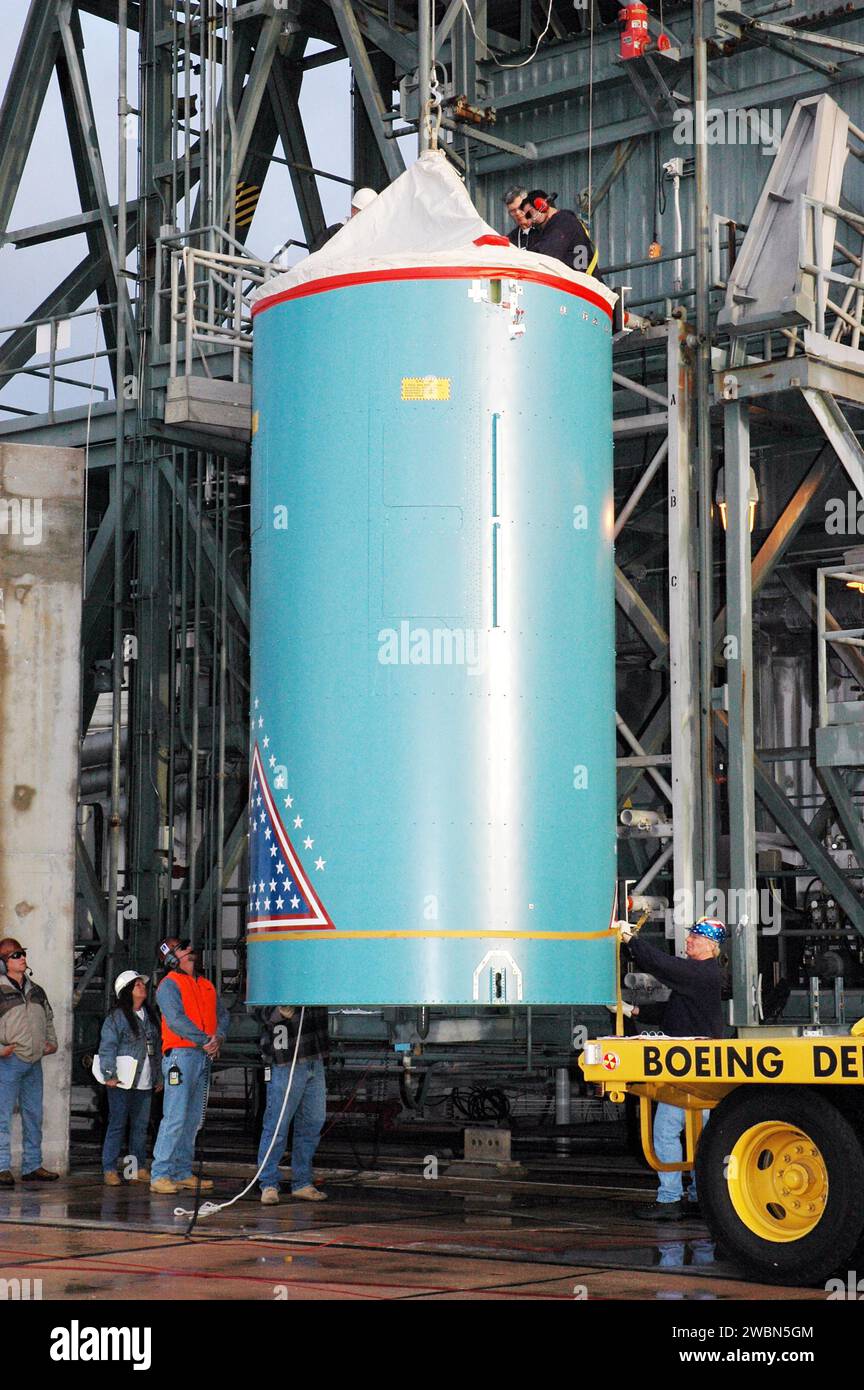 KENNEDY SPACE CENTER, FLA. - The replacement interstage adapter for the ...