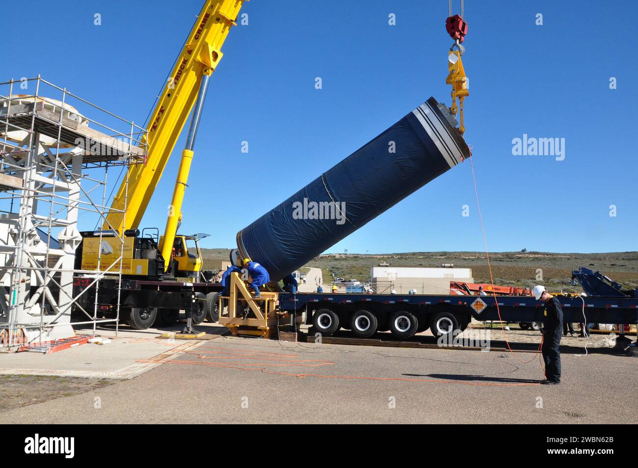 VANDENBERG AIR FORCE BASE, Calif. -- The Stage 0 motor of the Orbital ...