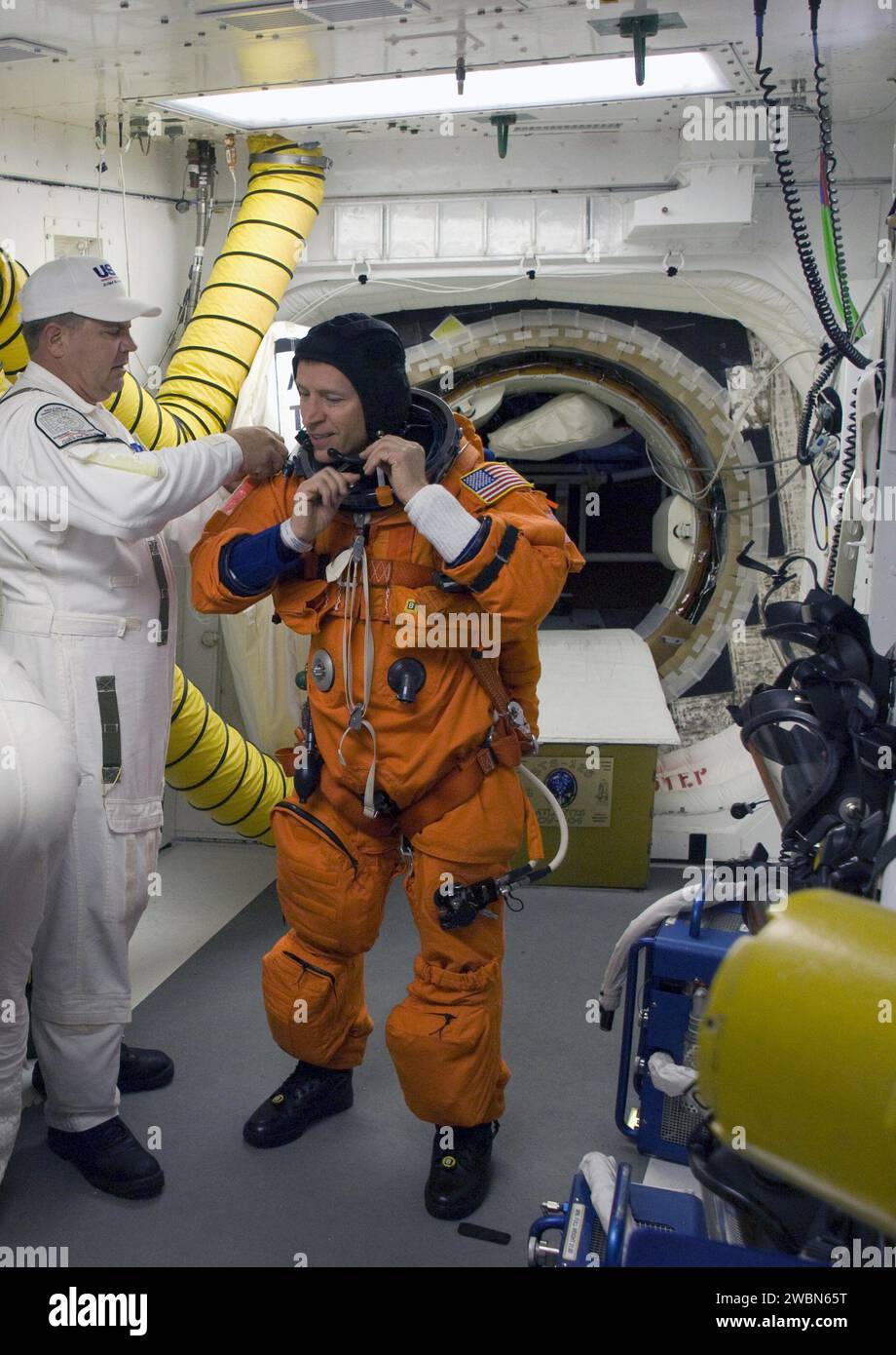 CAPE CANAVERAL, Fla. – In the White Room on Launch Pad 39A at NASA's ...