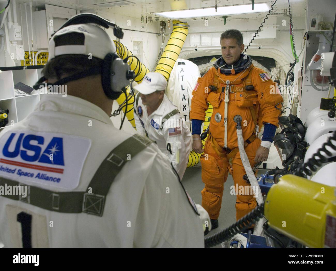 CAPE CANAVERAL, Fla. – In the White Room on Launch Pad 39A at NASA's Kennedy Space Center in ...