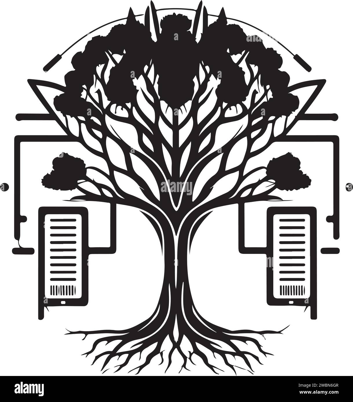 Eco tech tree logo Black and White Stock Photos & Images - Alamy