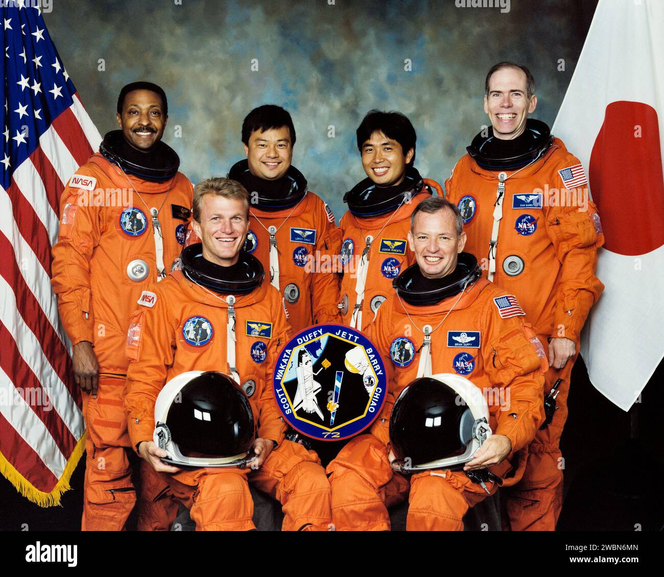STS072-S-002 (August 1995) --- These six astronauts are in training for ...