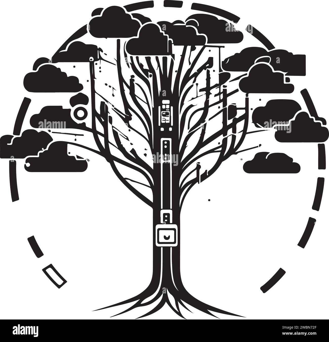 Eco tech tree logo Black and White Stock Photos & Images - Alamy