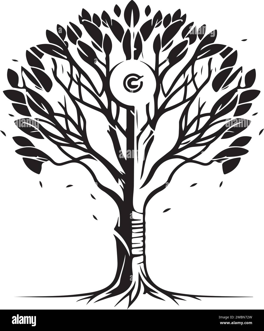 Eco tech tree logo Black and White Stock Photos & Images - Alamy
