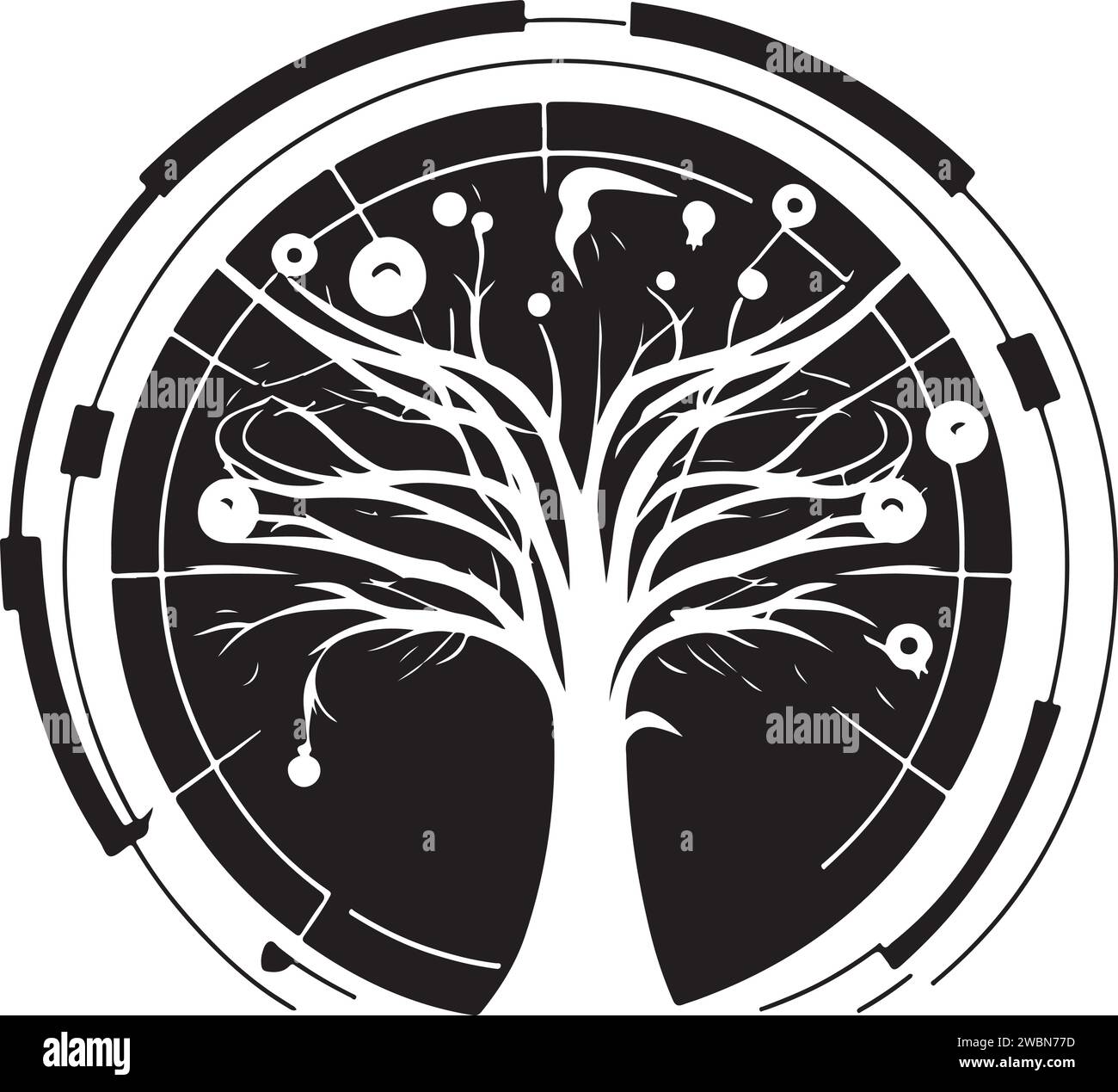 Tech tree logo symbol vector Black and White Stock Photos & Images - Alamy