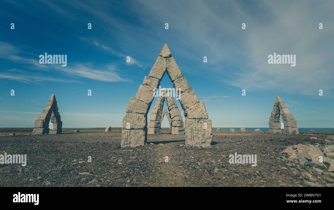 Stone pyramids of the Arctic Circle on Iceland Stock Photo - Alamy