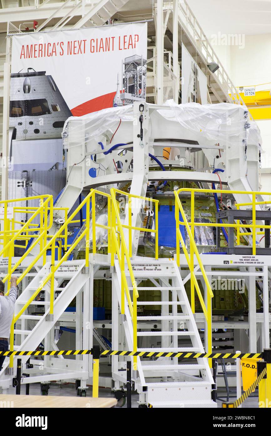 Engineers and technicians moved the Orion service module test article ...