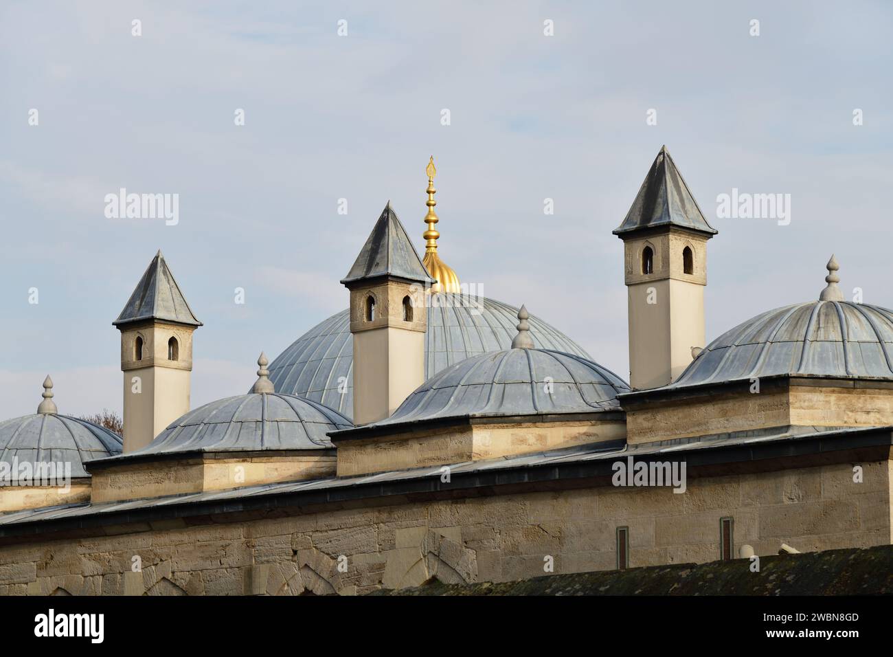 View on roofs and dome of the Blue Mosque. Sultan Ahmet Mosque is a ...