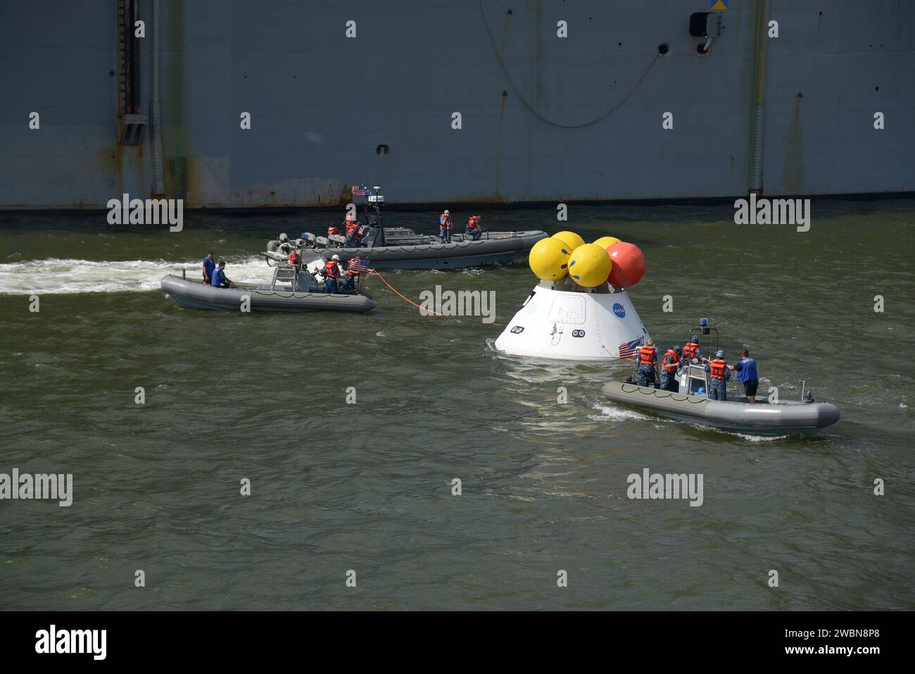 The Orion test capsule undergoes stationary recovery testing in Norfolk ...