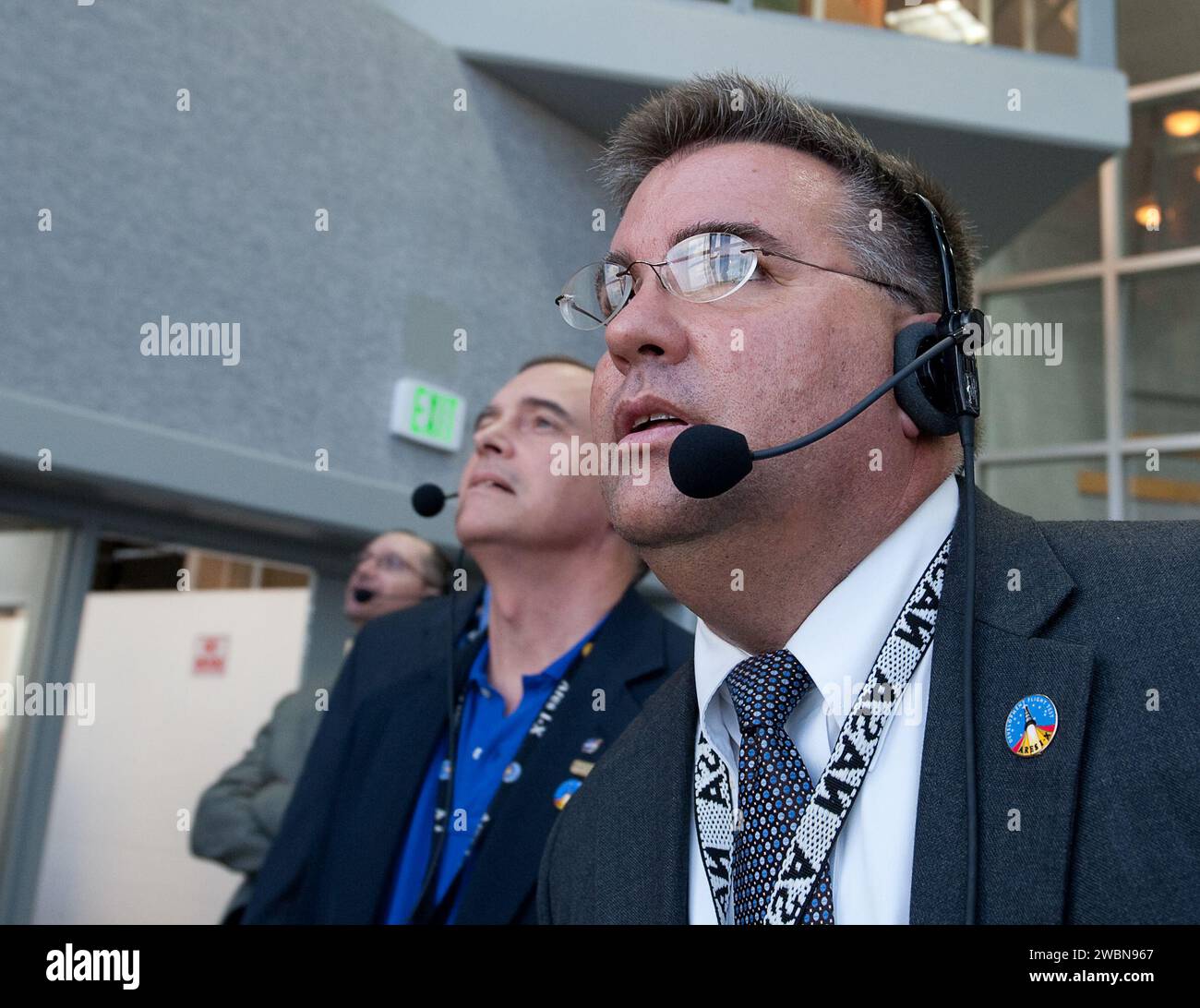 Launch Director Ed Mango and mission managers observe the Ares I-X ...