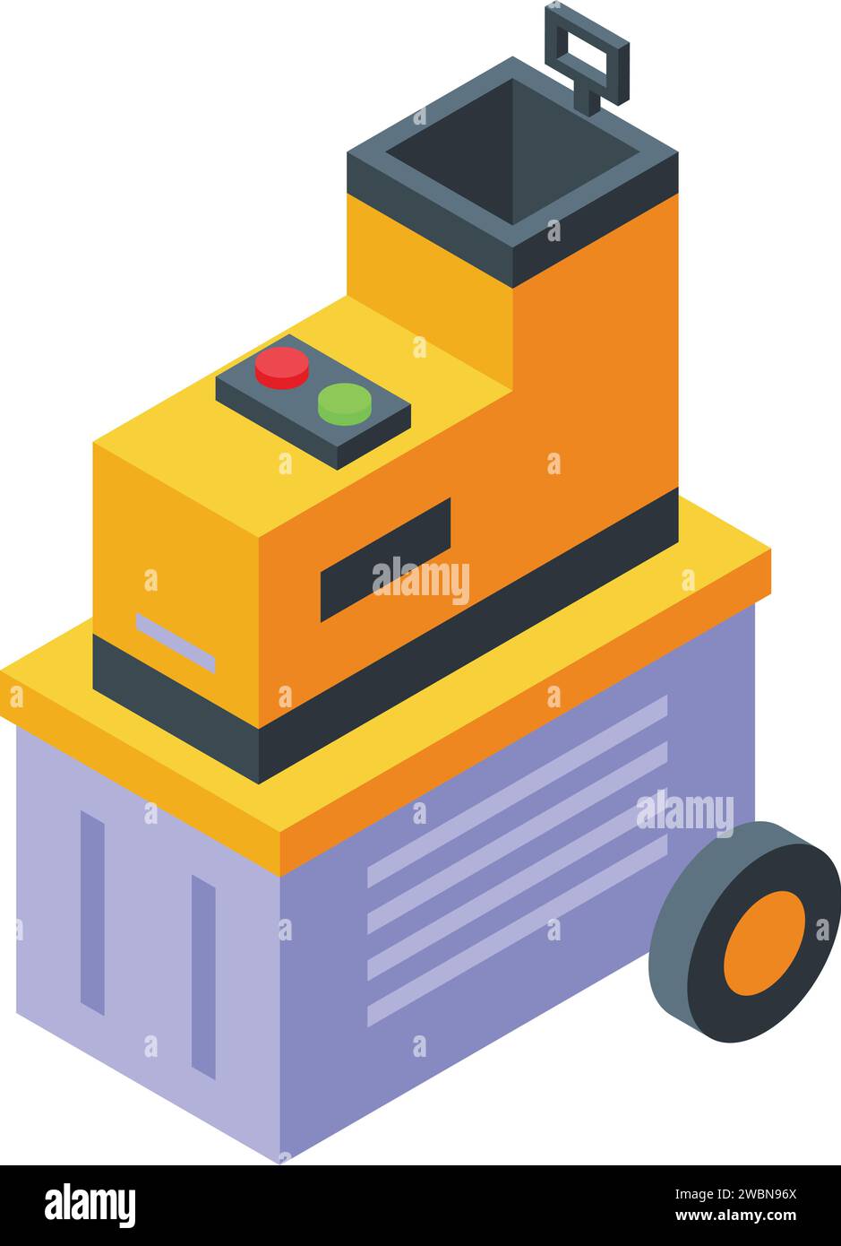 Push button garden shredder icon isometric vector. Work tree. Leaves ...