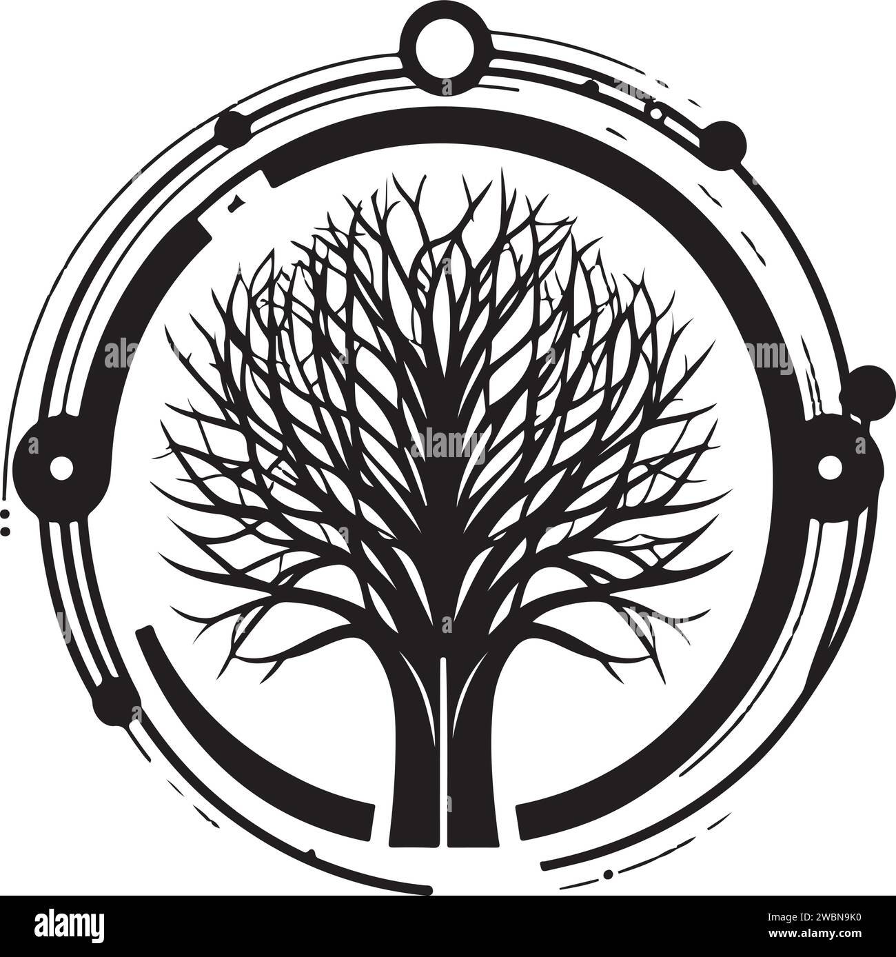 Eco tech tree logo Black and White Stock Photos & Images - Alamy
