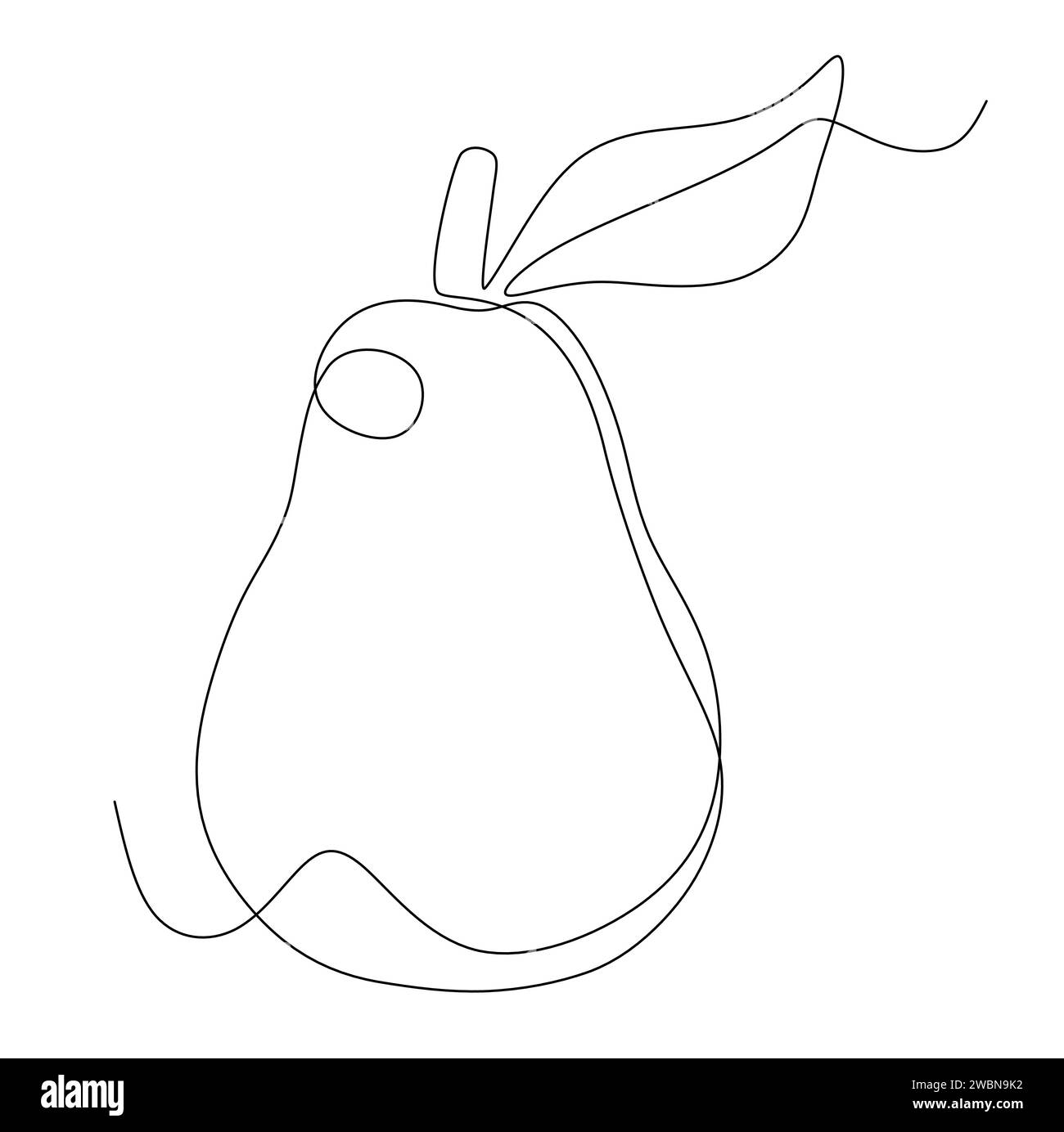 Continuous one line drawing of pear fruit. Vector illustration. Outline ...