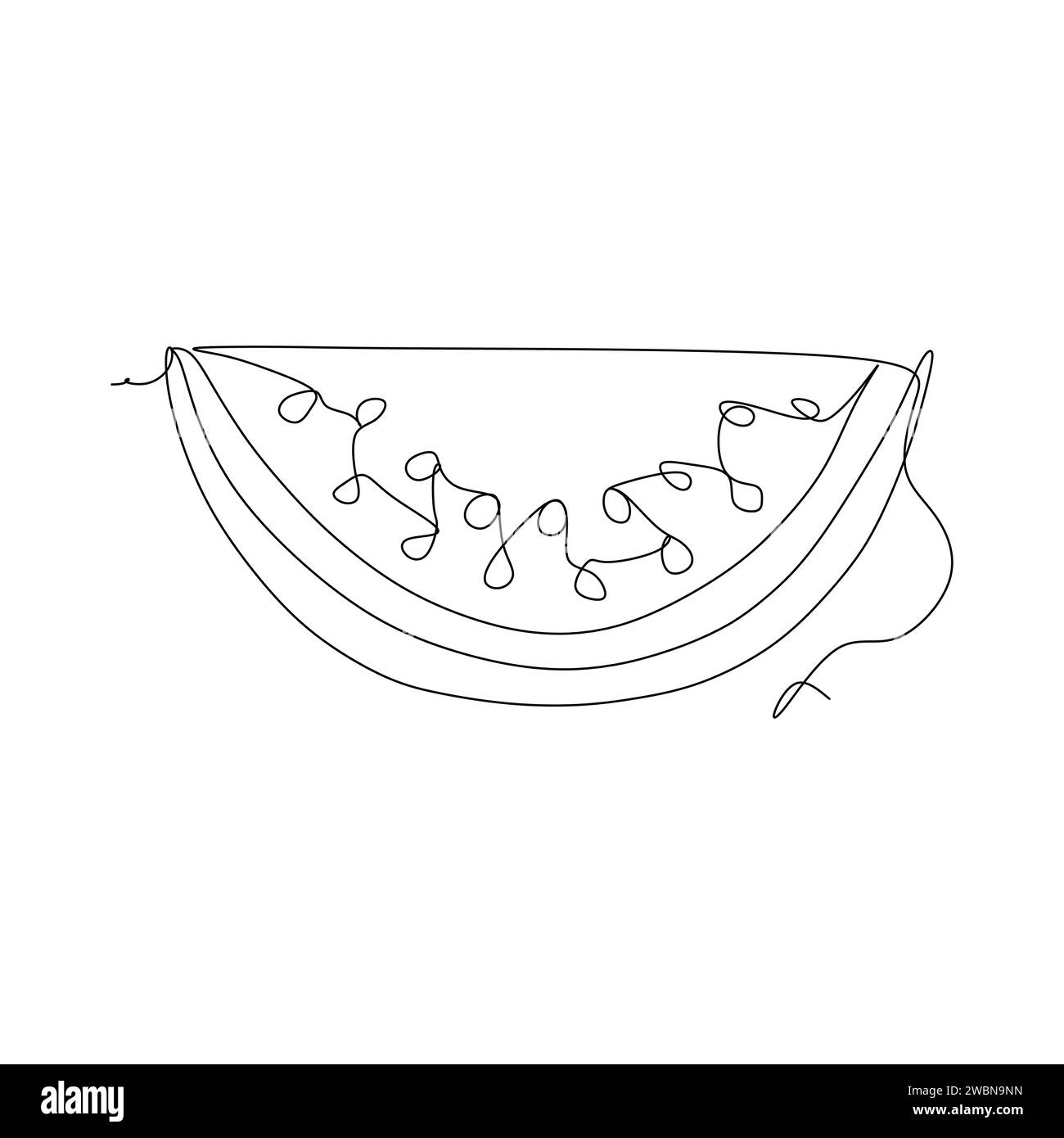 Continuous one line drawing of a slice of watermelon. Vector ...