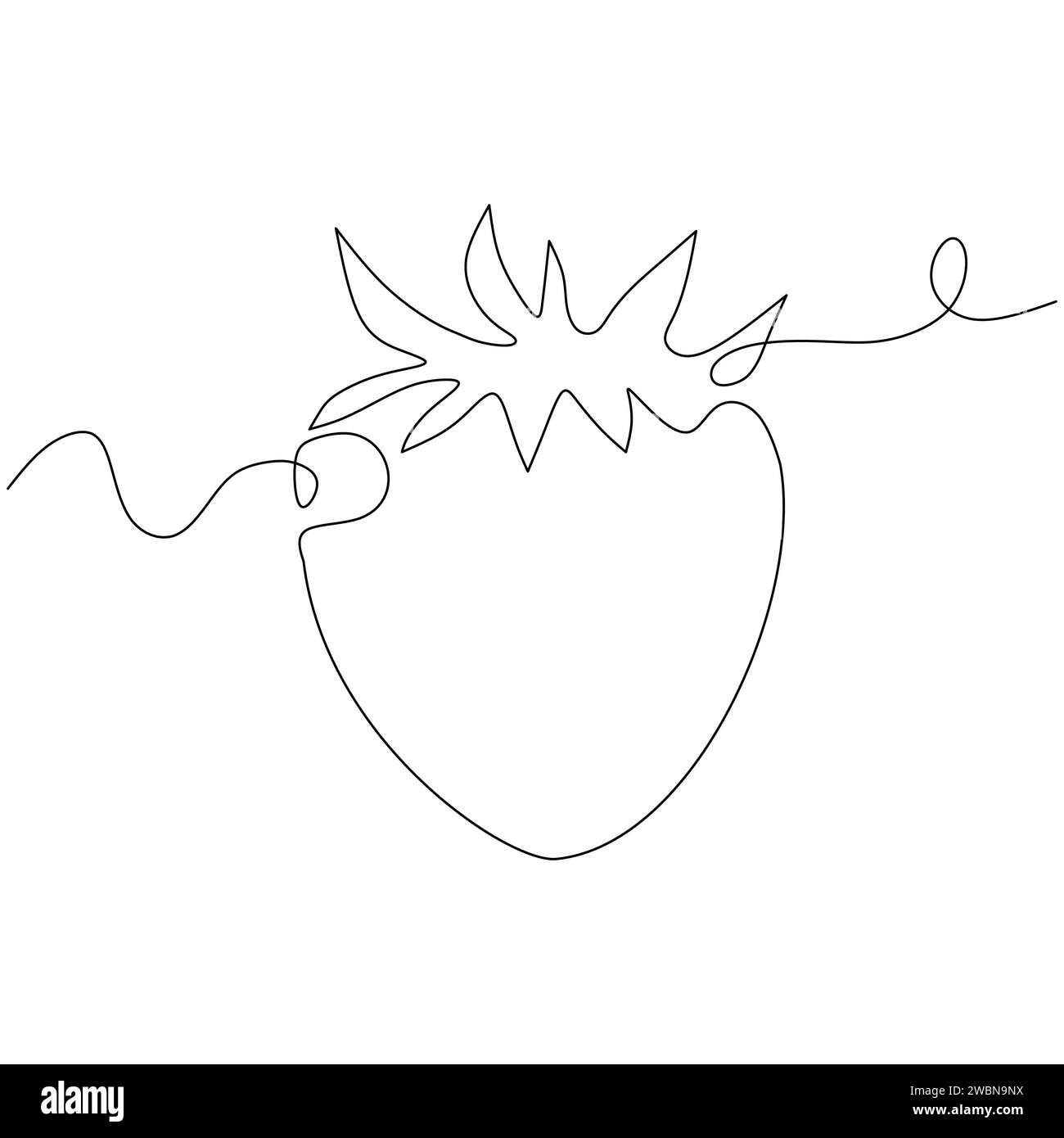 Continuous one line drawing of strawberry in silhouette on a white ...