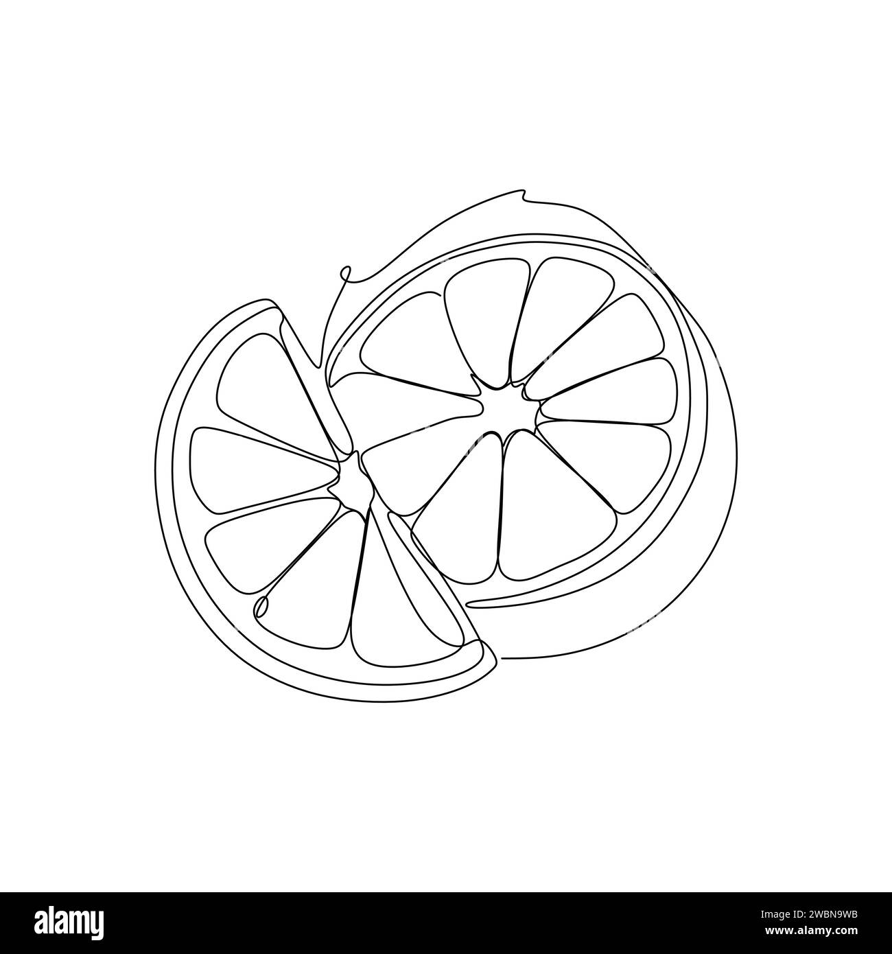 Continuous one simple single abstract line drawing of lemon icon vector ...
