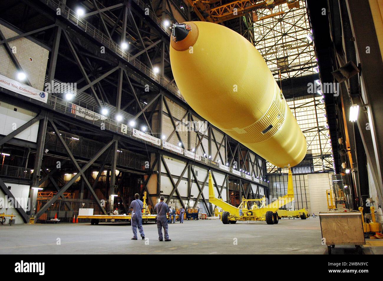KENNEDY SPACE CENTER, FLA. - The redesigned External Tank is raised ...