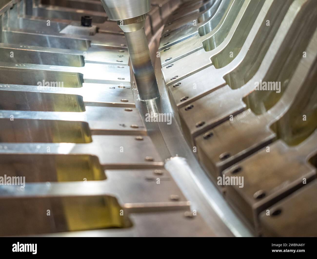 The Artemis I Orion aft bulkhead is welded to the barrel of the Orion ...