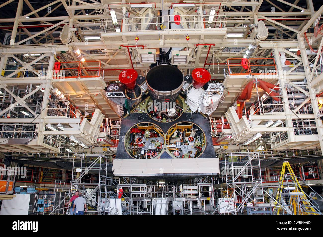 KENNEDY SPACE CENTER, FLA. - In this view from the floor of the Orbiter Processing Facility, the ...