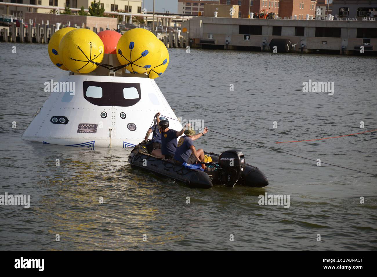 The Orion test capsule undergoes stationary recovery testing in Norfolk ...