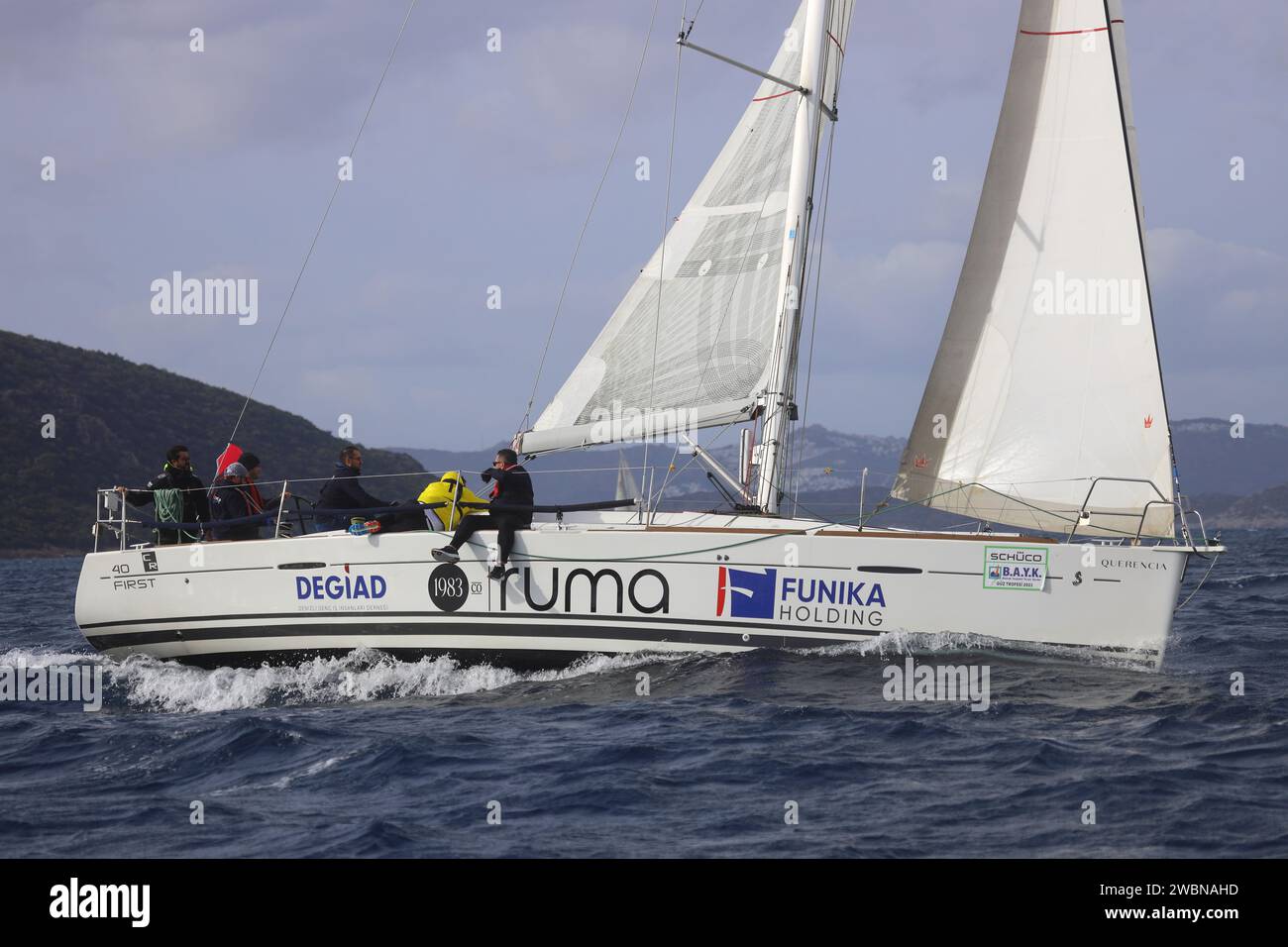 Bodrum,Turkey. 03 December 2023: Sailboats sail in windy weather in the ...