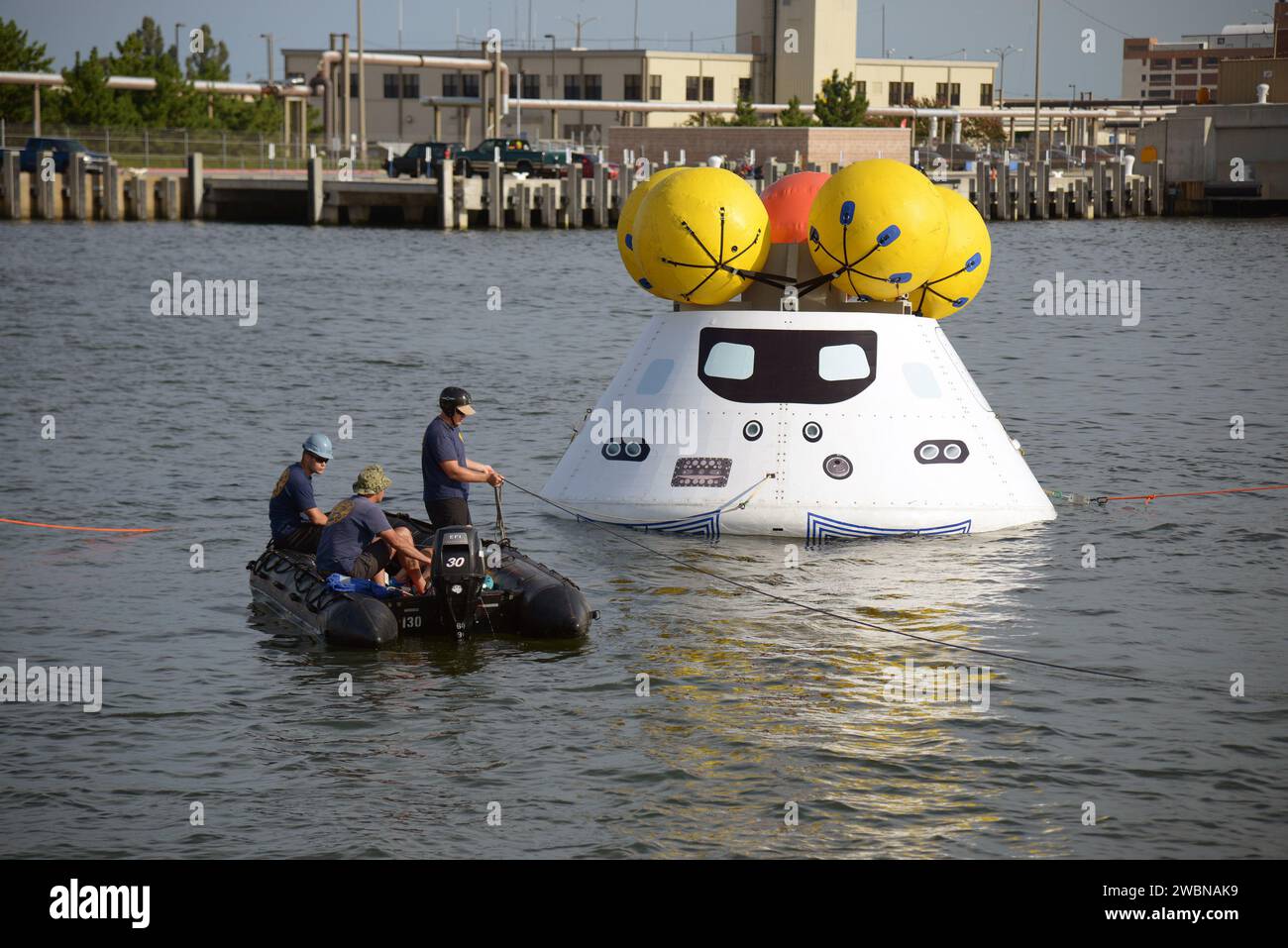 The Orion test capsule undergoes stationary recovery testing in Norfolk ...