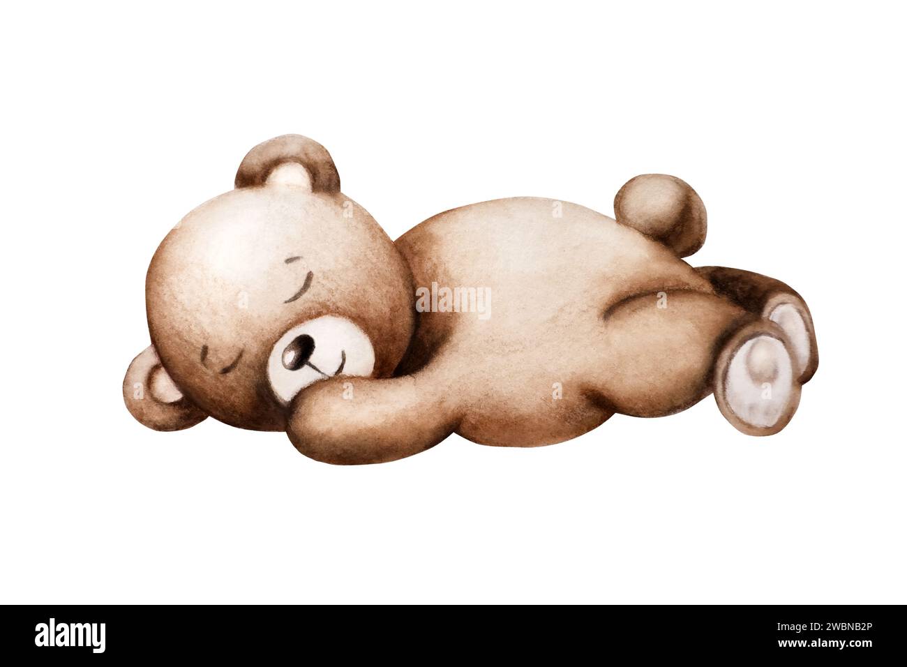 Watercolor cute cartoon teddy bear. Hand drawn baby illustration ...