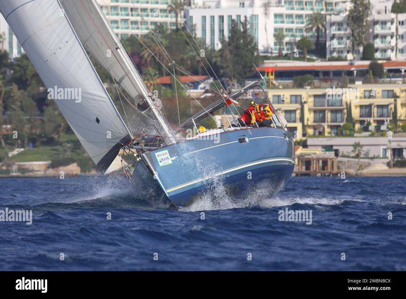 Bodrum,Turkey. 03 December 2023: Sailboats sail in windy weather in the ...