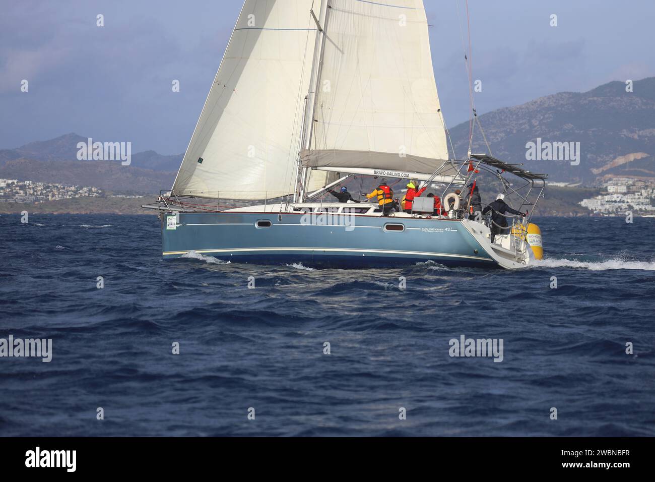 Bodrum,Turkey. 03 December 2023: Sailboats sail in windy weather in the ...