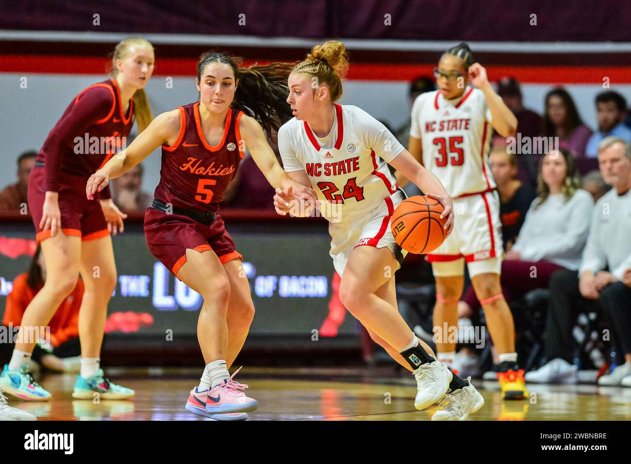 BLACKSBURG, VA - JANUARY 07: NC State Wolfpack guard Laci Steele (24 ...