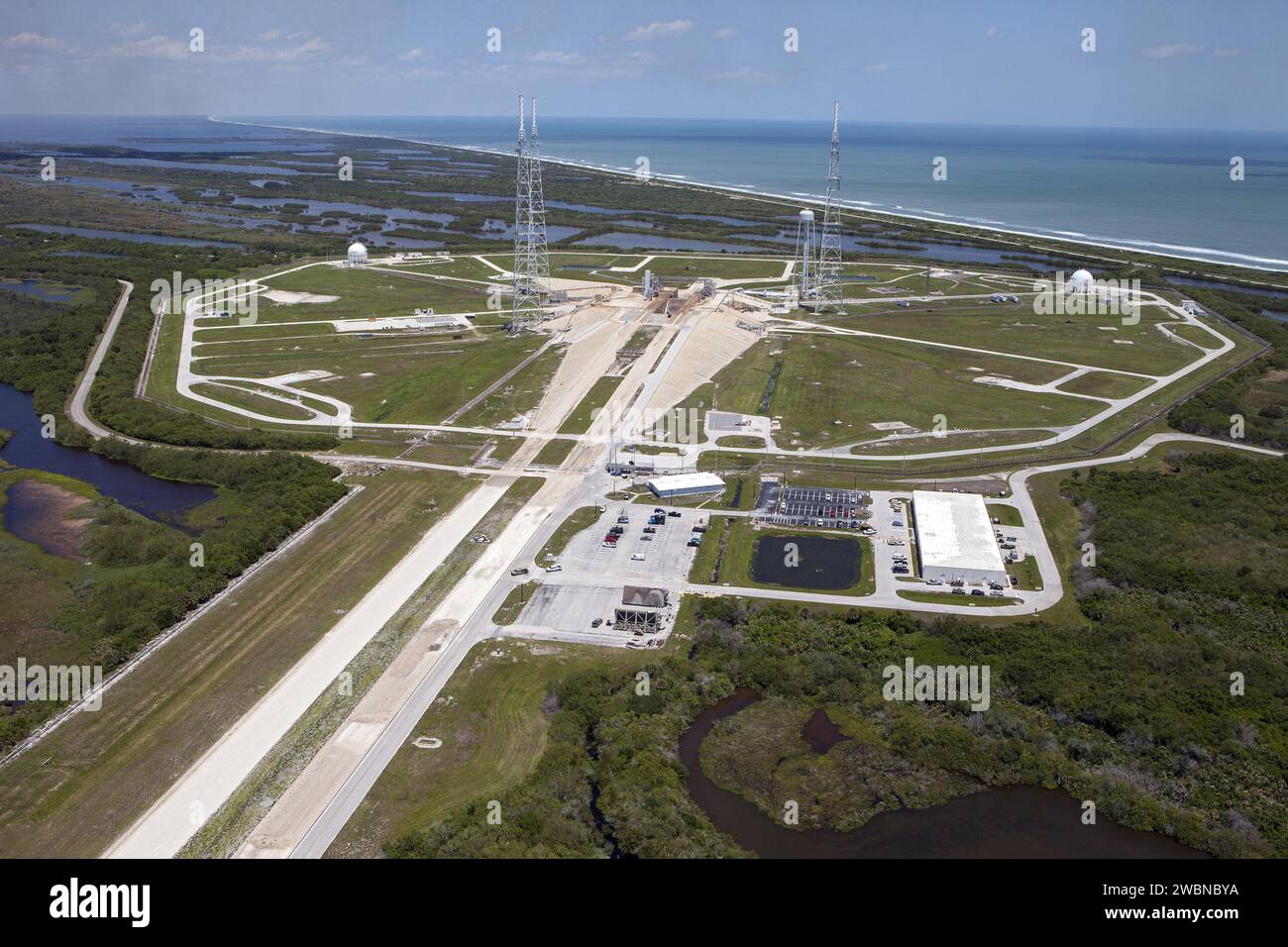 CAPE CANAVERAL, Fla. – An aerial view, from the southwest looking ...