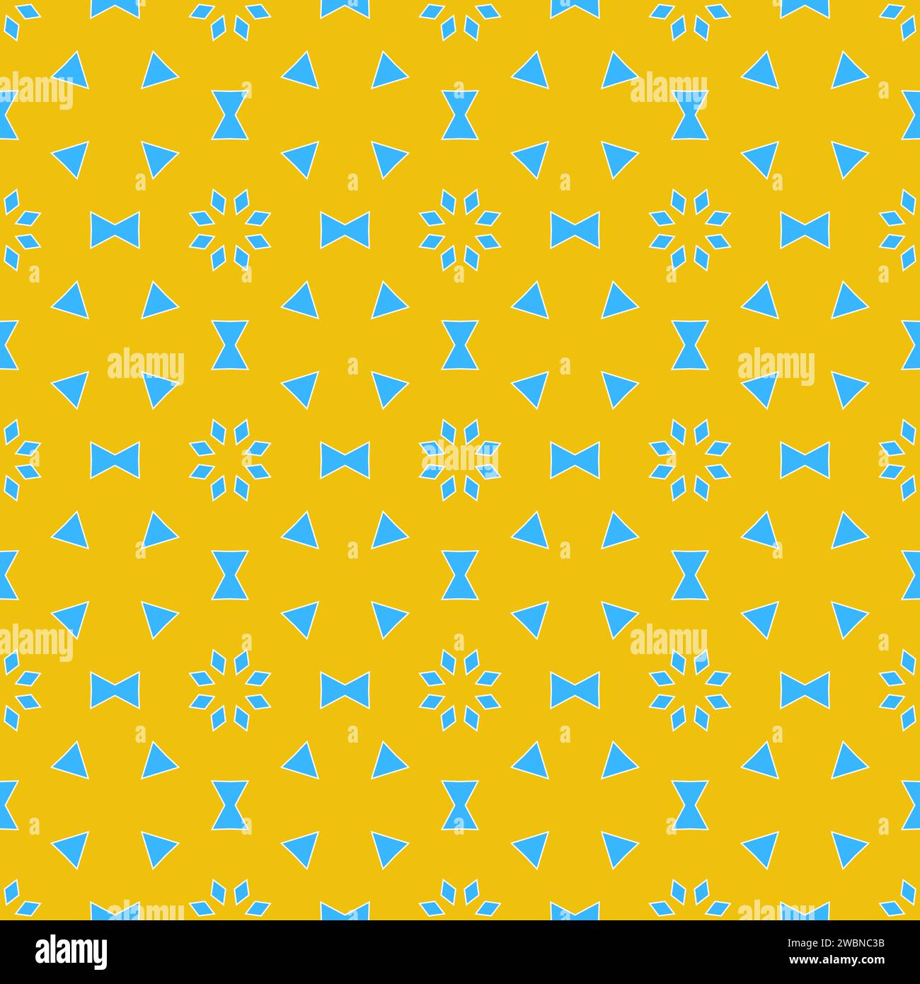 Vibrant yellow and blue triangular shapes seamlessly arranged on a ...