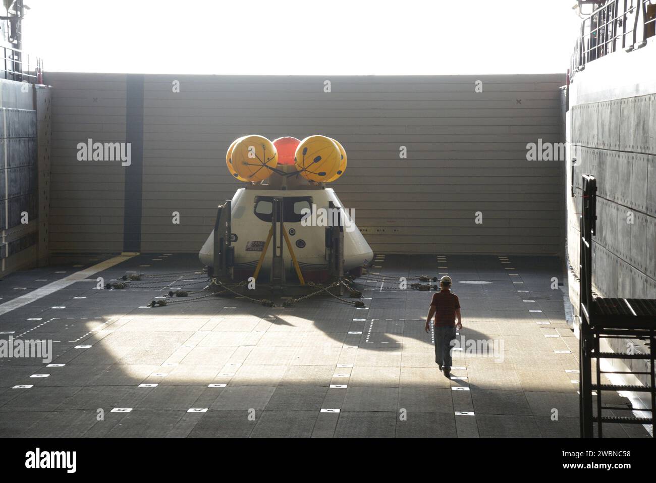 The Orion test capsule undergoes stationary recovery testing in Norfolk ...