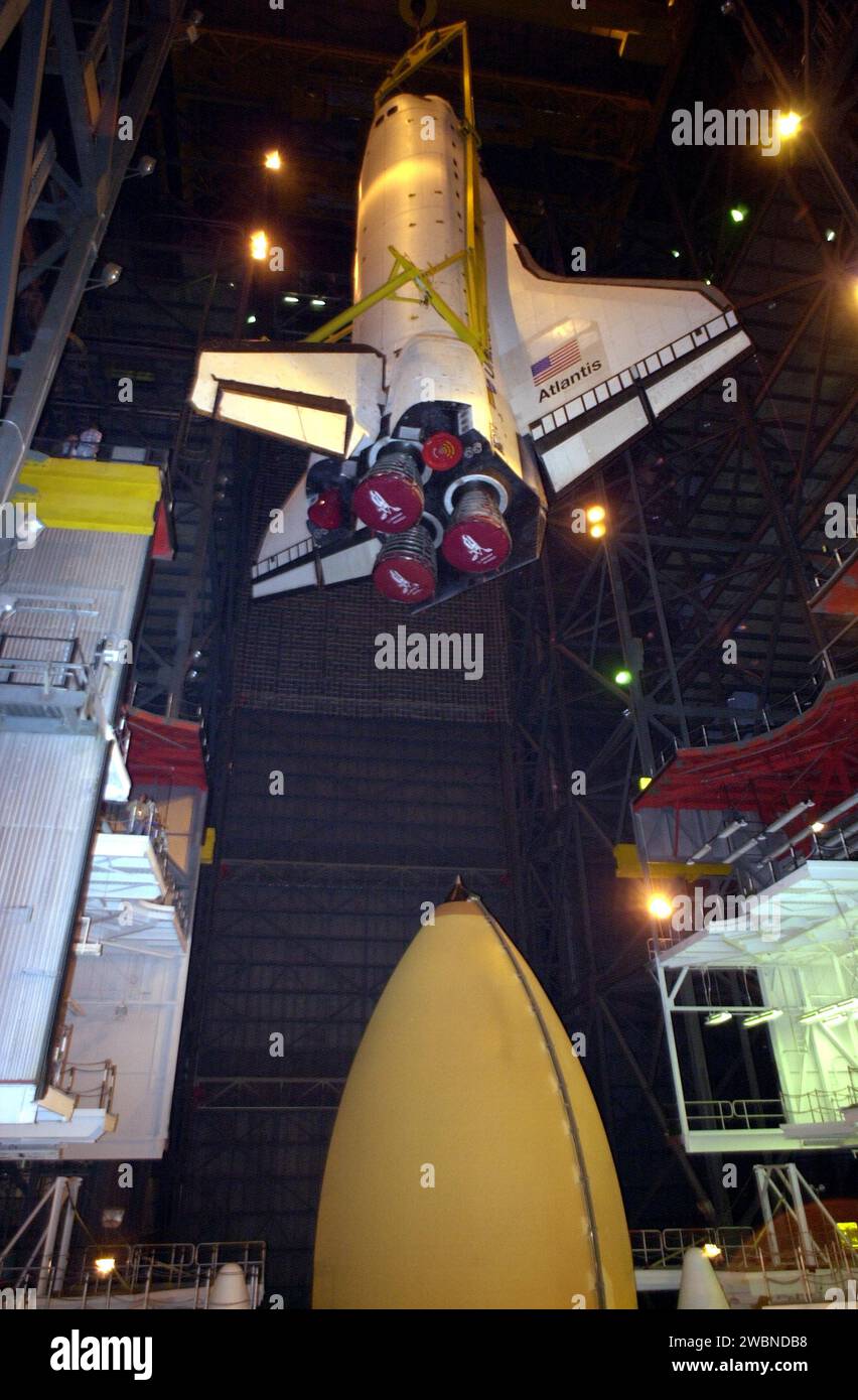 In Vehicle Assembly Building high bay 1, Space Shuttle Atlantis is ...