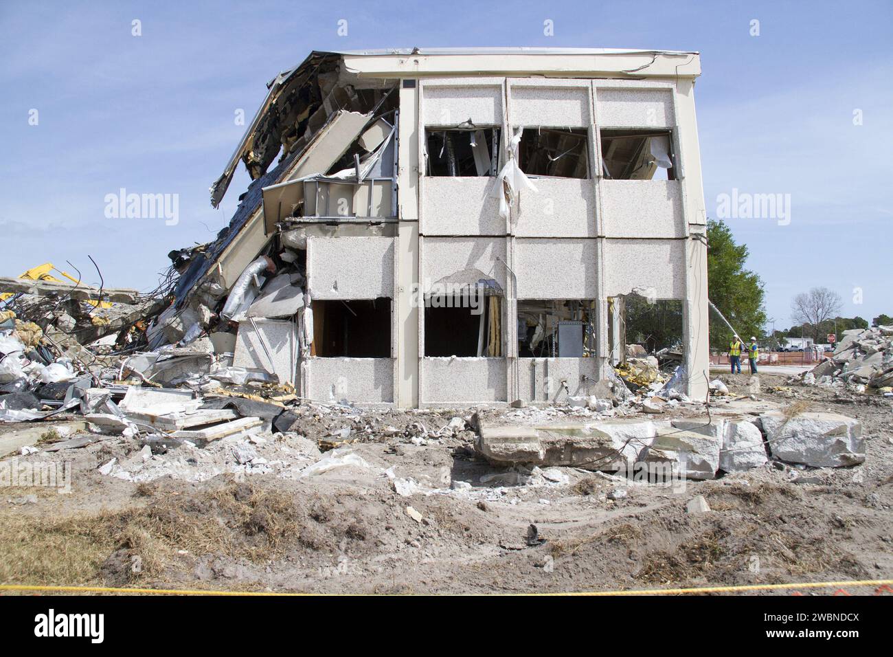 Demolition of the two-story Base Operations Building at Kennedy Space ...