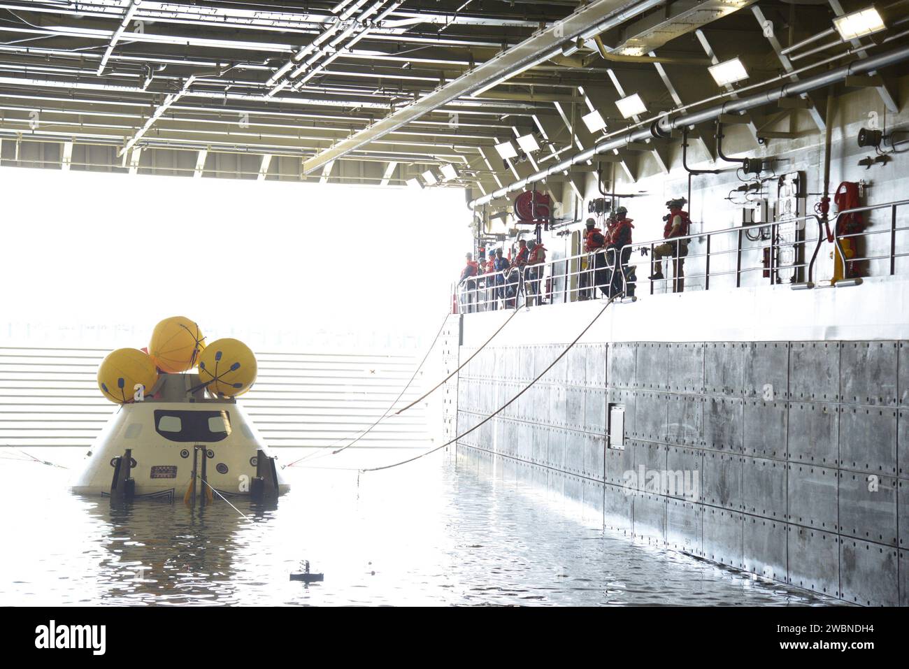The Orion test capsule undergoes stationary recovery testing in Norfolk ...
